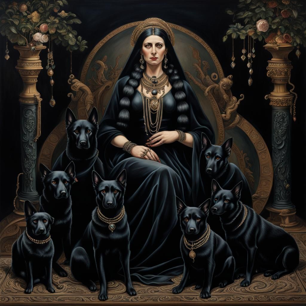 Hecate with her entourage - AI Generated Artwork - NightCafe Creator