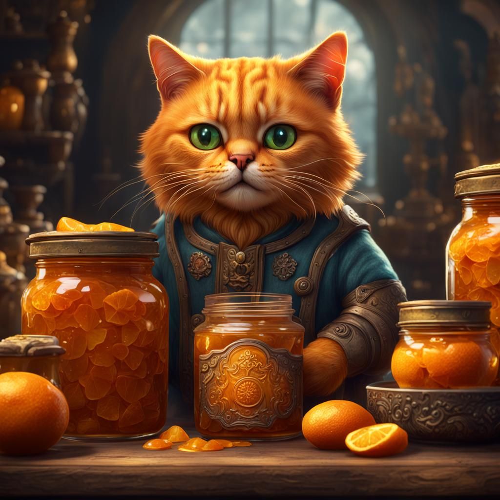 A marmalade cat with a jar of marmalade - AI Generated Artwork ...