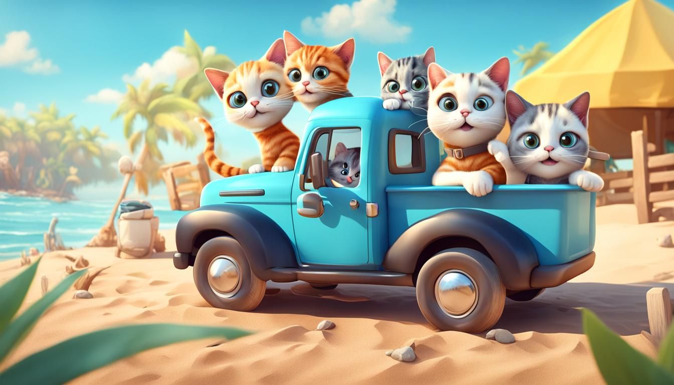Cats driving vehicles - AI Generated Artwork - NightCafe Creator