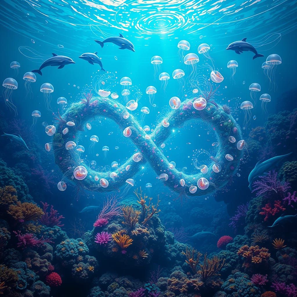 Ethereal Oceanic Infinity Symbol in Whimsical Unde... - AI Art