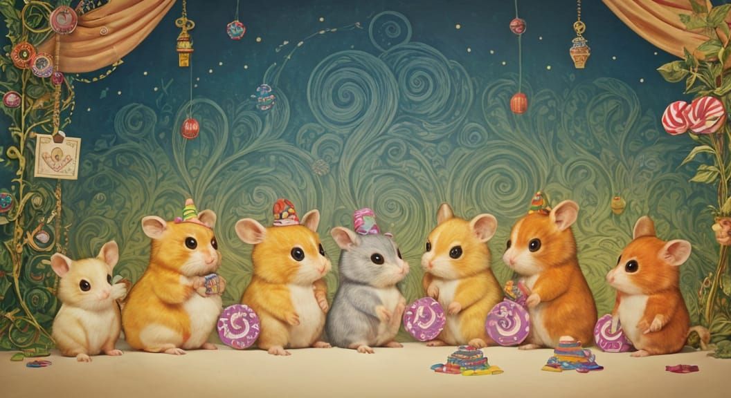 Vibrant Hamster Candy Land Wonderland - AI Art