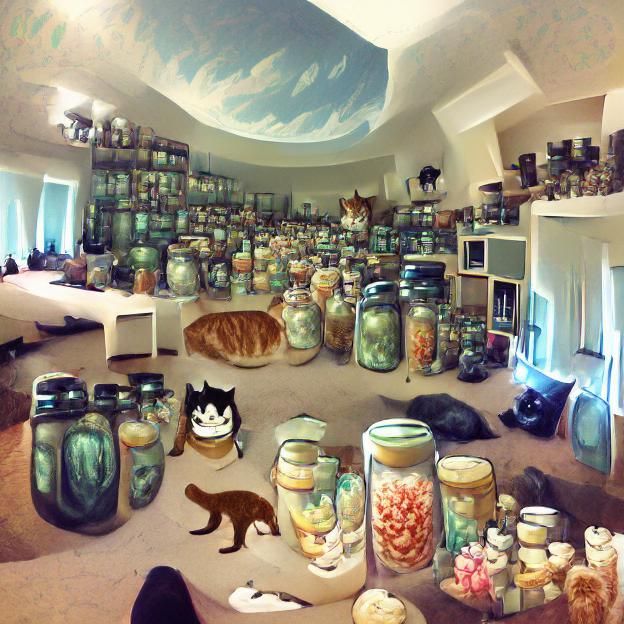 A vast room with jars of things - Vast Room with Jars: Minim...