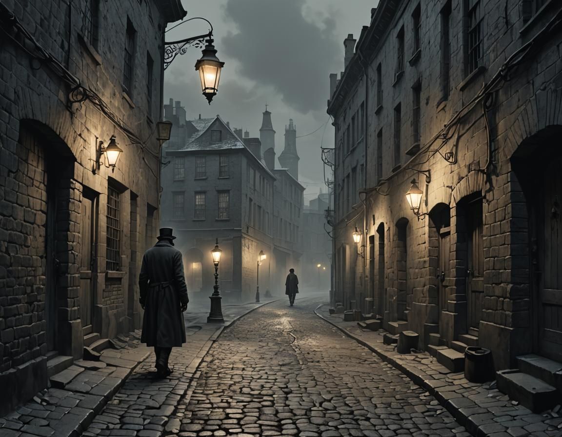 A moody, 19th-century urban scene inspired by *Crime and Punishment ...