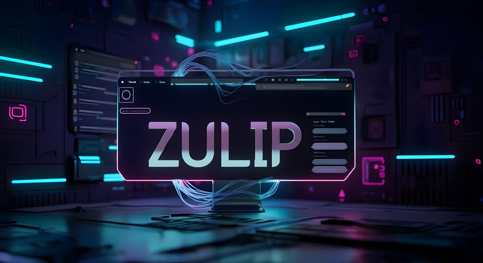 Cyberpunk Chat App in Virtual Space with ZULIP Sig... - AI Art