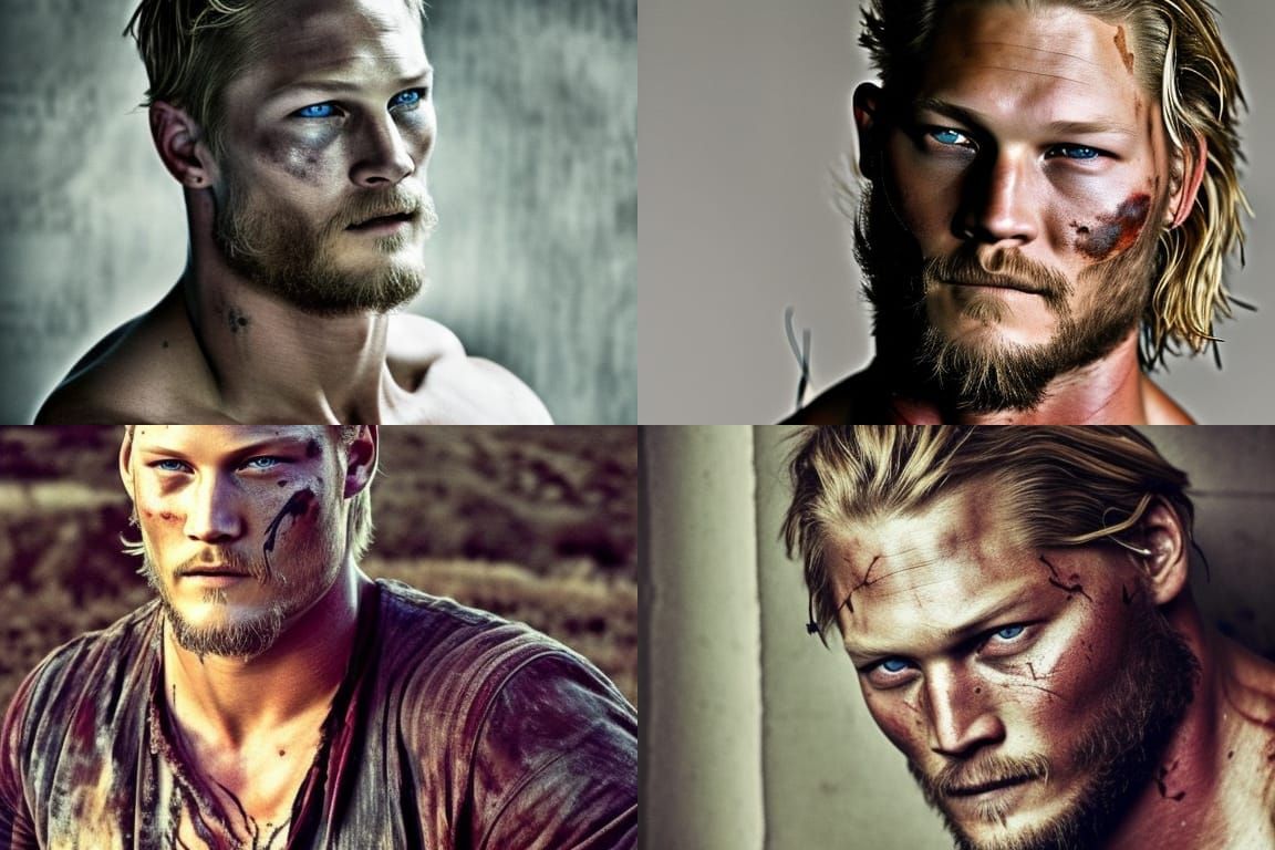 Travis Fimmel as handsome beat-up dirty worn rugged bleeding scared ...