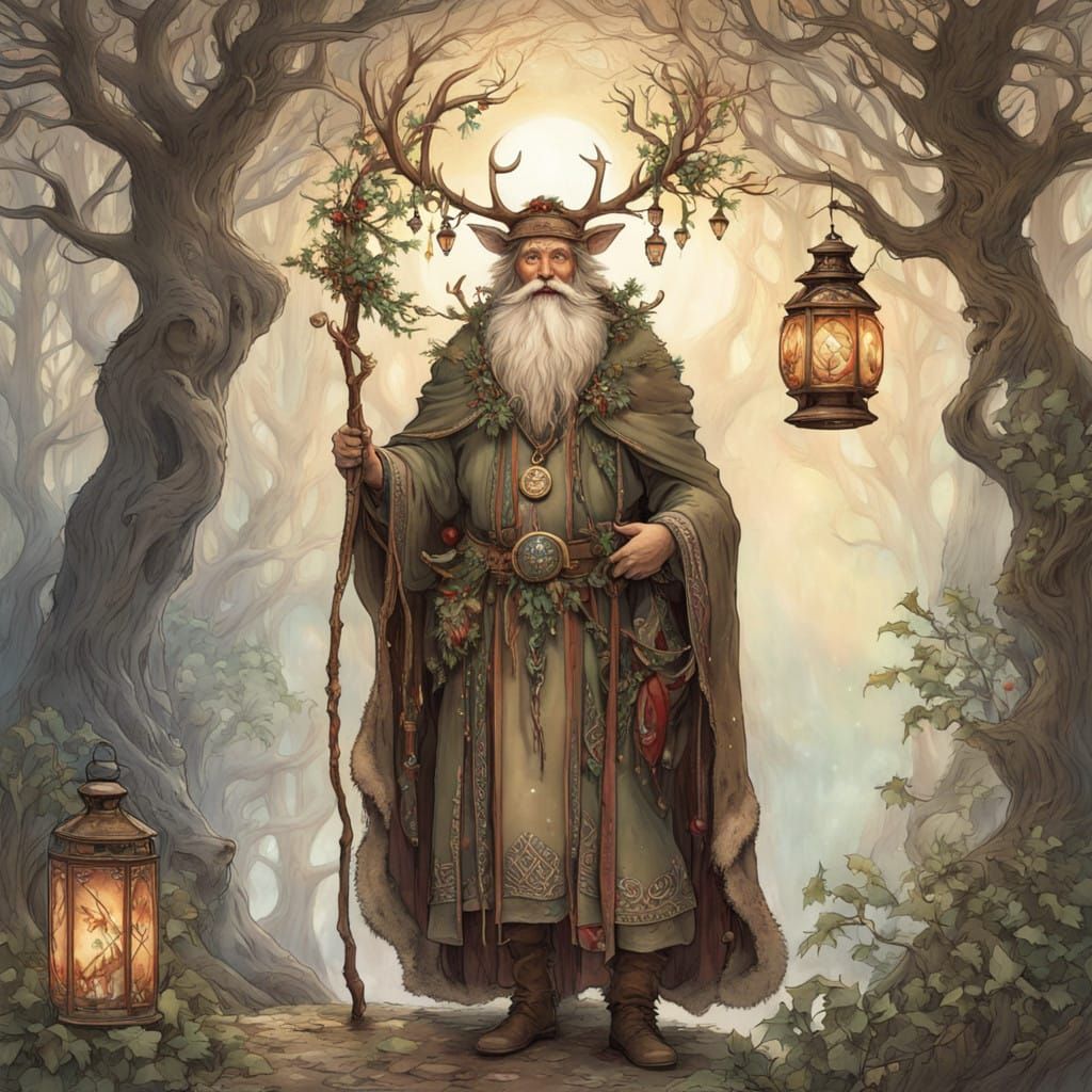 Celtic santa with his reindeer - Celtic santa with his reind...