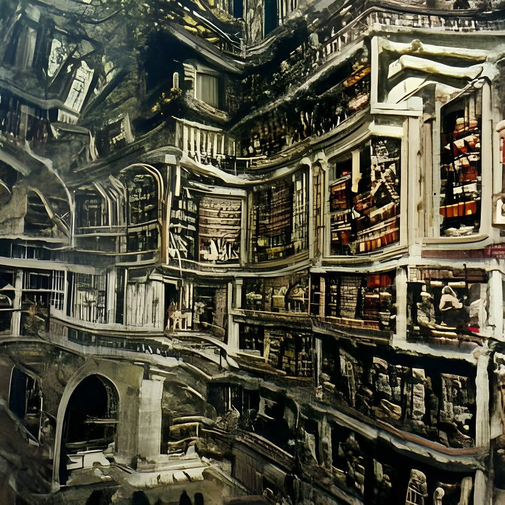 Hyperdetailed painting of The Library of Babel. surreal roman ...