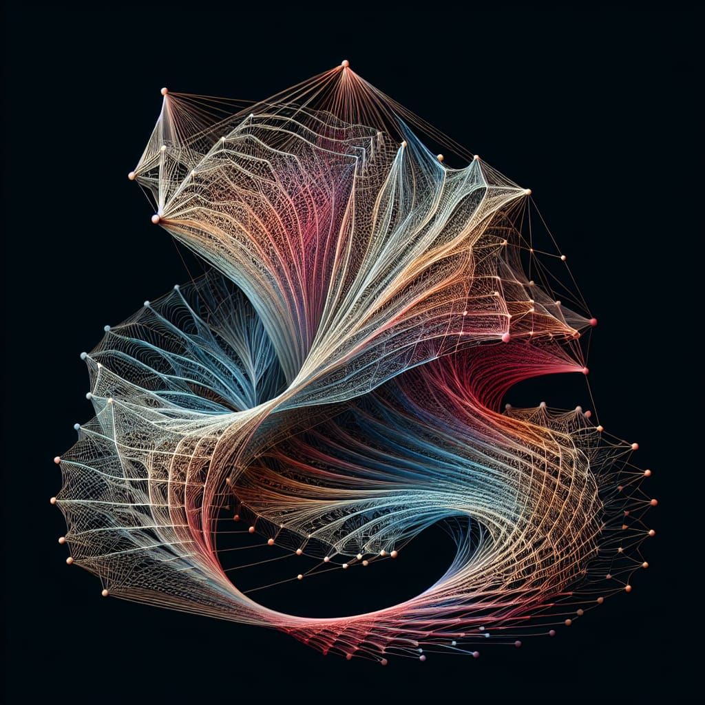 Asymmetric 3D Spider Silk Art in Vibrant Colors - AI Art