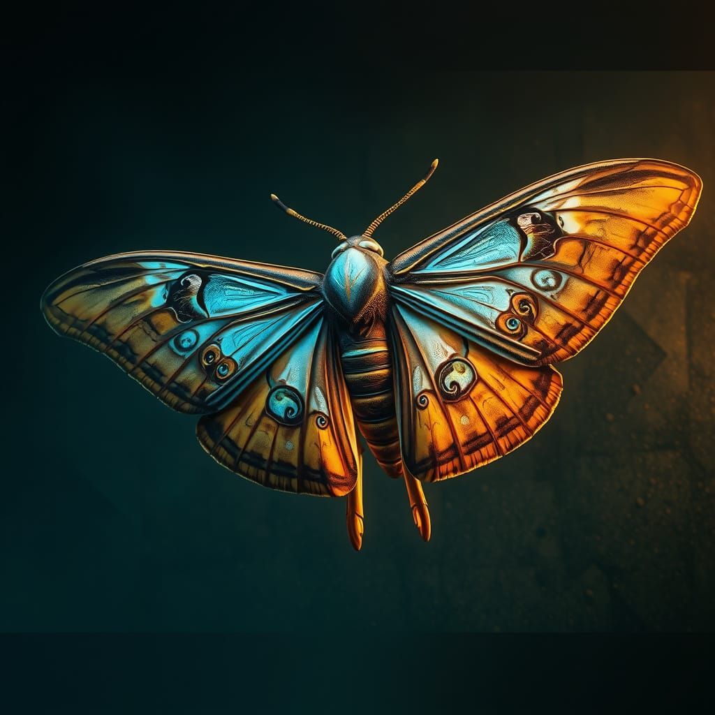 Surreal Atlas Moth in Hyper-Realistic, Iridescent ... - AI Art