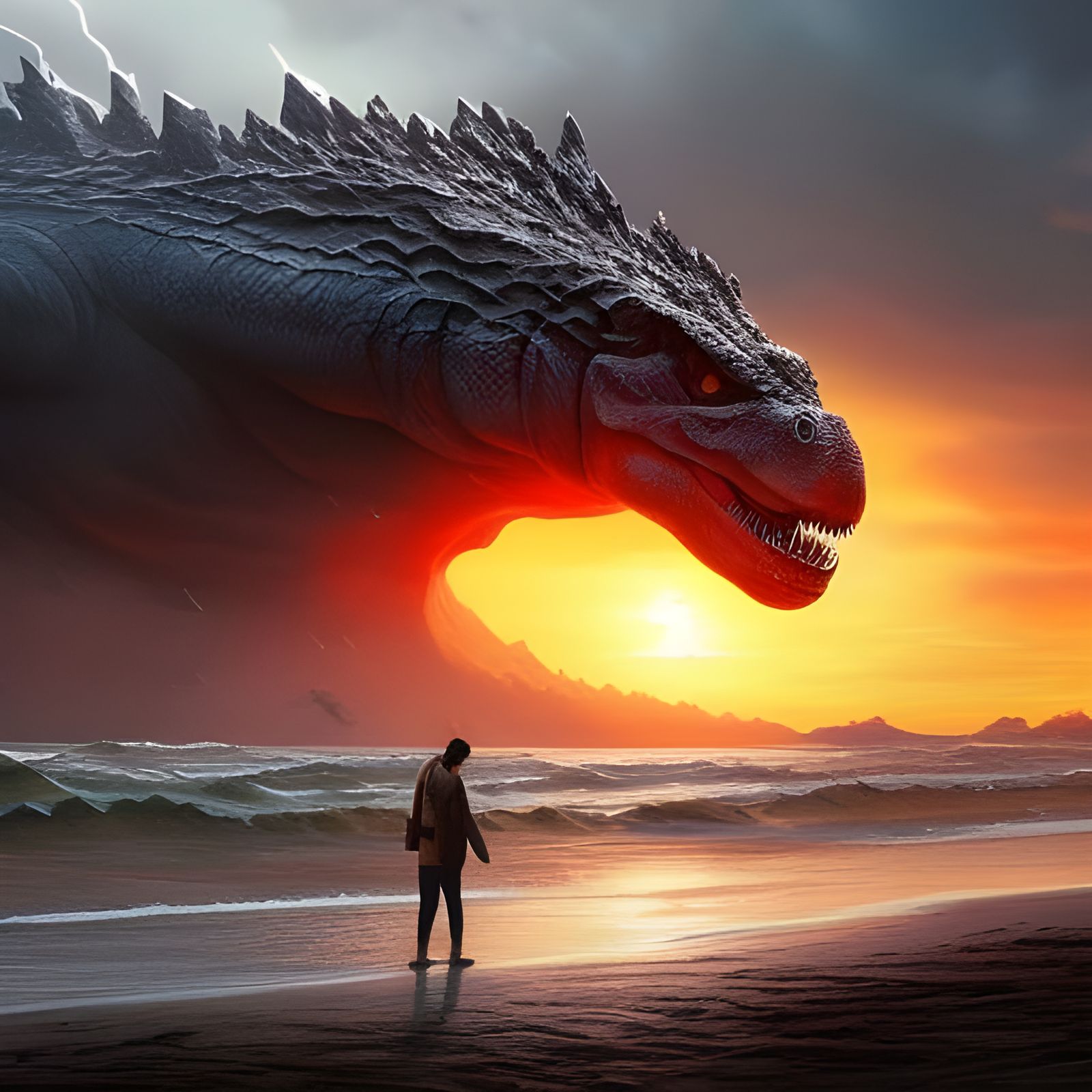 Go away Godzilla... I got bigger problems... - AI Generated Artwork ...