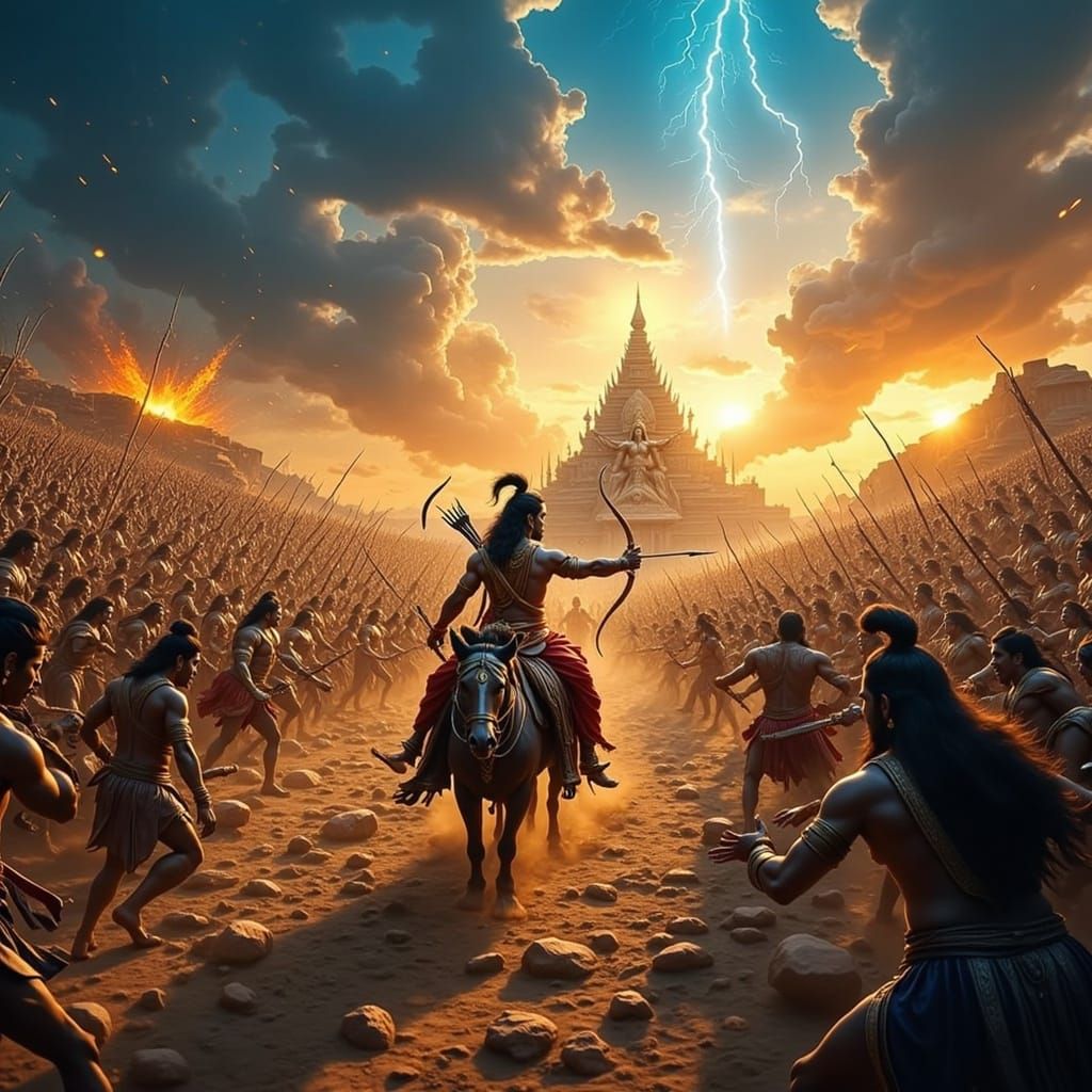 Epic Ramayana War Battle in Hyper-Realistic Style - AI Art