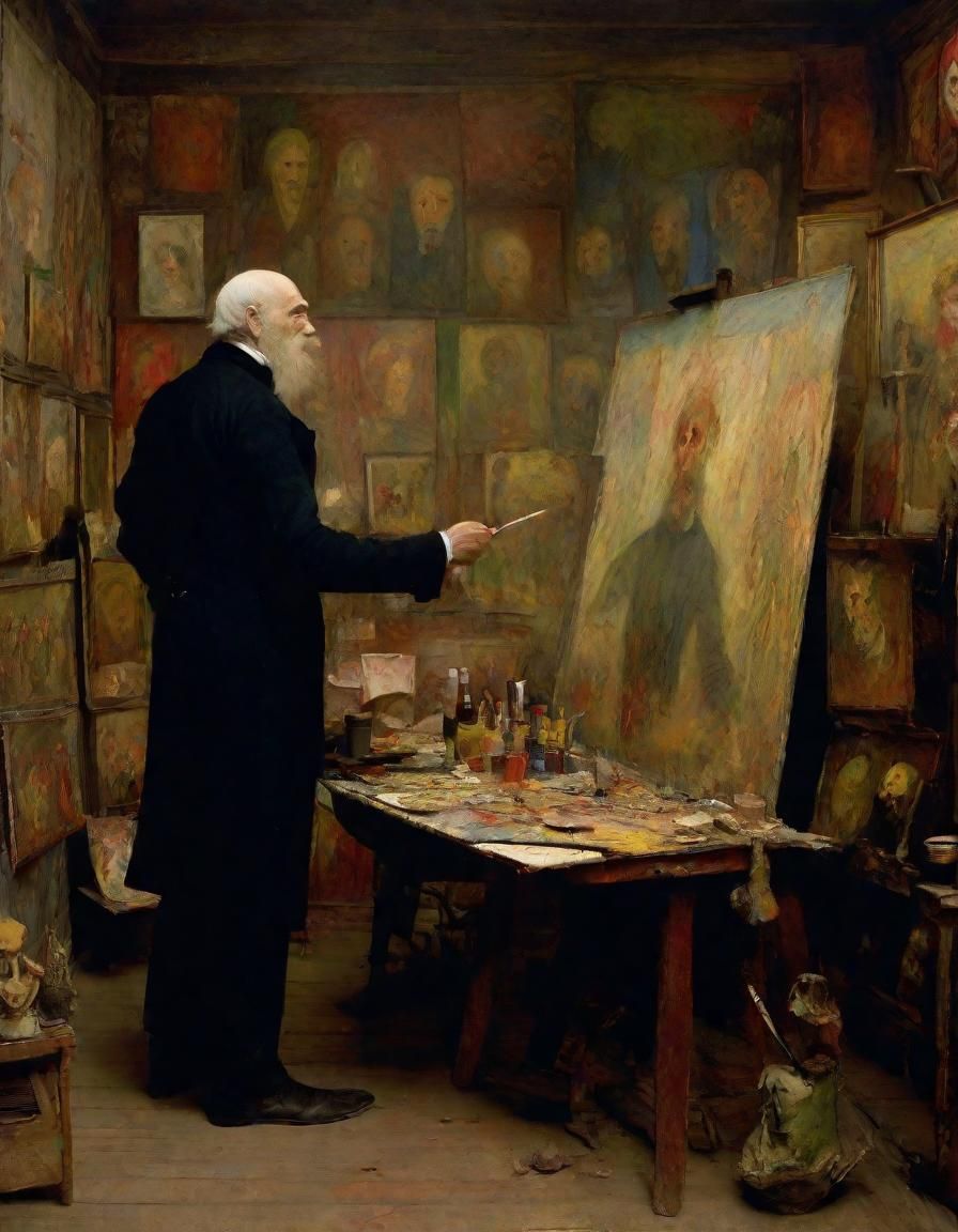 James Ensor in his studio, Ostend 1899, stunning, dramatic detailed ...