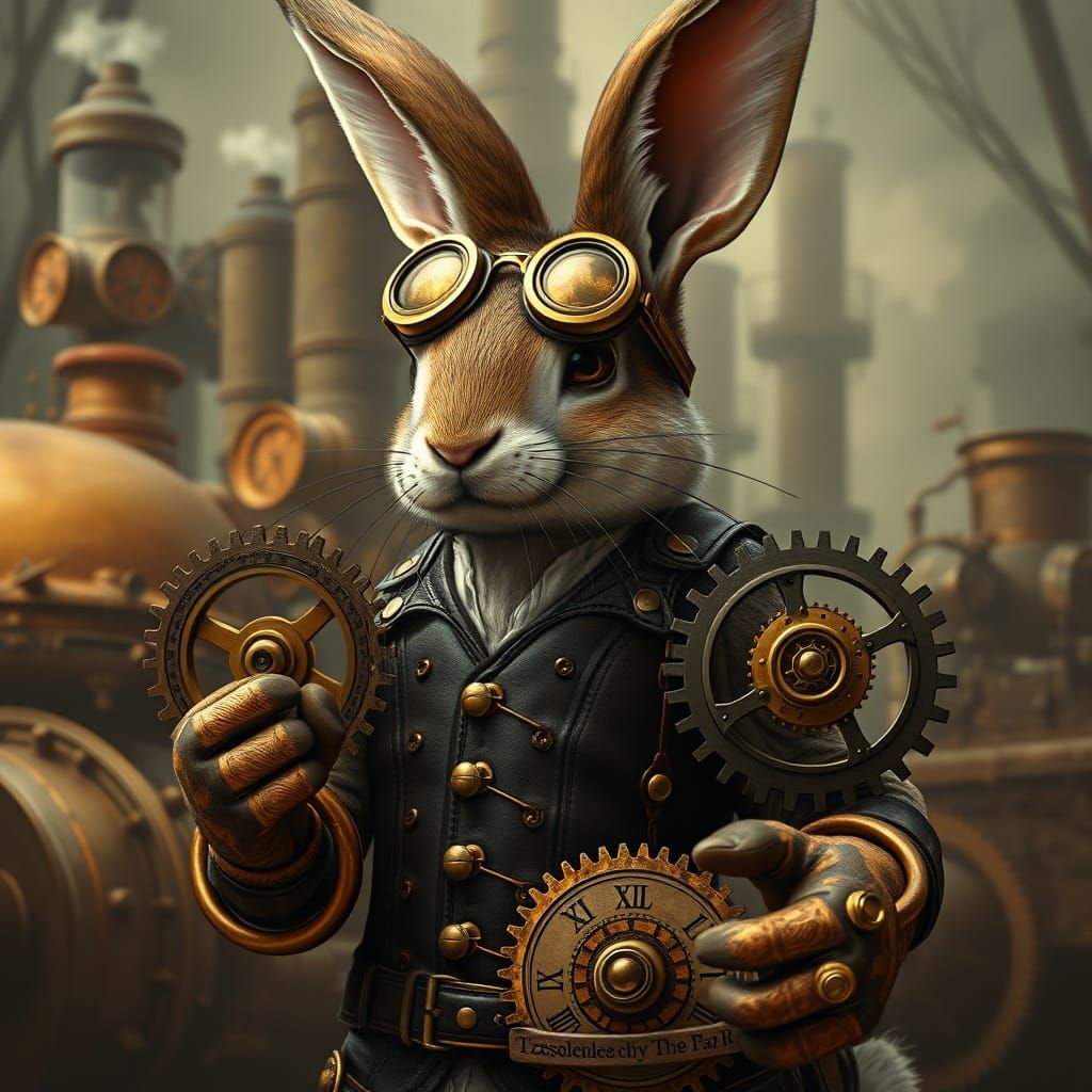 rabbit steampunk - Steampunk Rabbit with Clockwork Gears in...