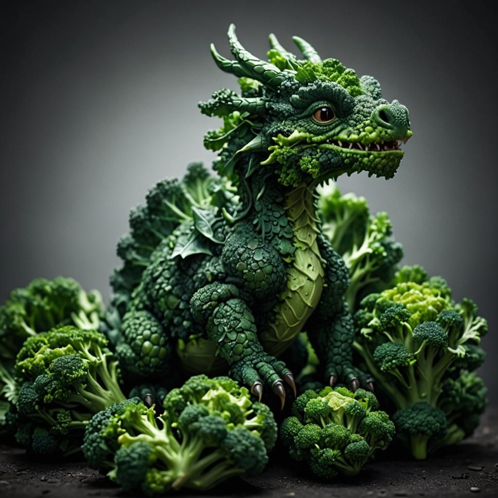 Dragon made of broccoli chibi - AI Generated Artwork - NightCafe Creator