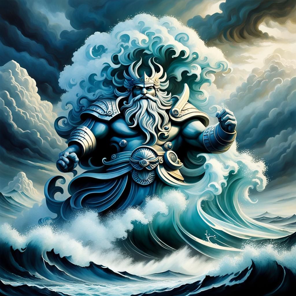 Neptune Ruling The Waves - 1 - AI Generated Artwork - NightCafe Creator