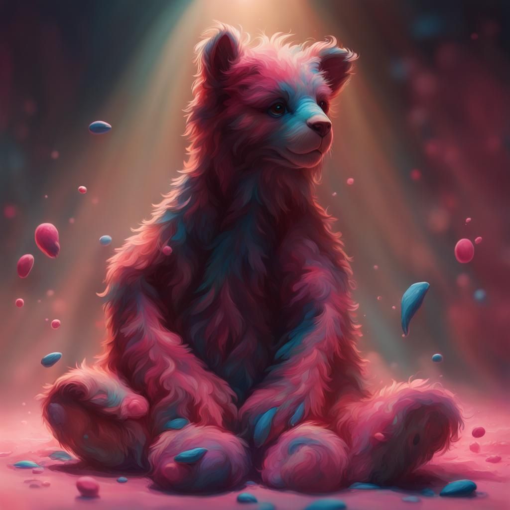 Cuddly stuffed animal, pink and blue - AI Generated Artwork - NightCafe ...
