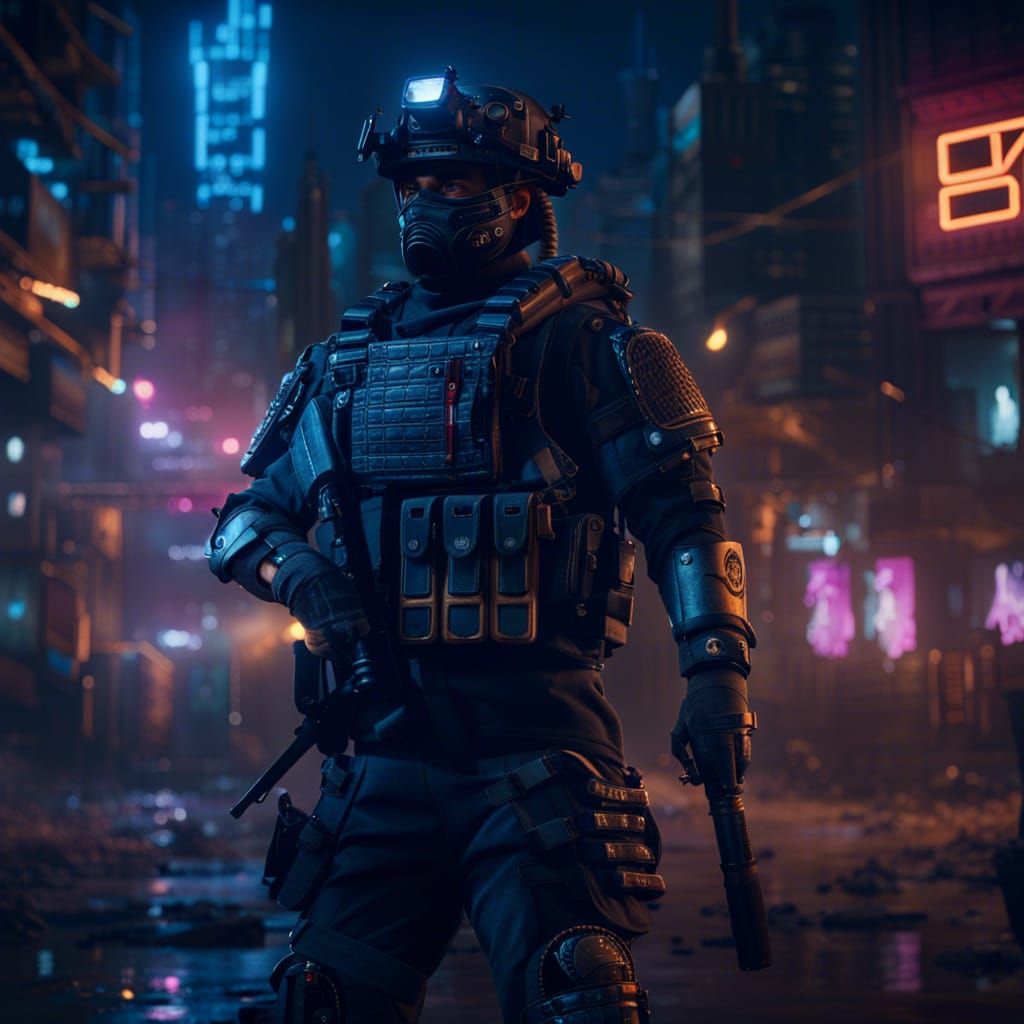cyberpunk Baghdad city guards at night - AI Generated Artwork ...