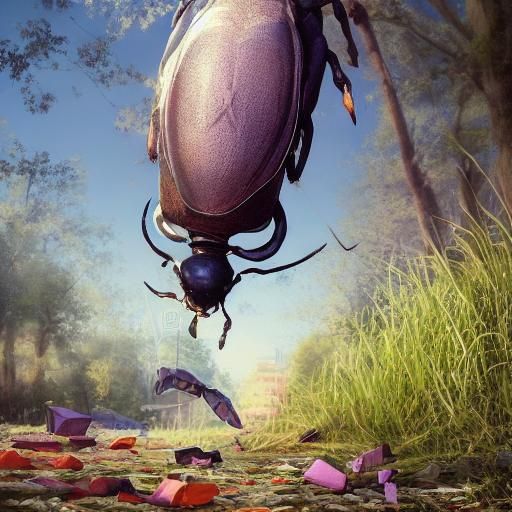 litterbug, a big beetle littering on the ground in a public park - AI Generated Artwork ...