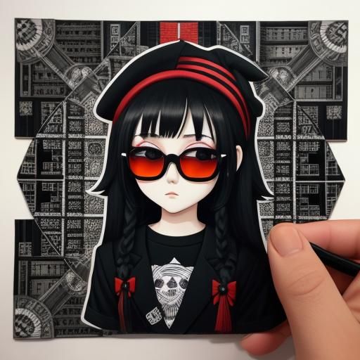 Wordsmith, Artwork of a chibi goth girl working on an intricate Word ...