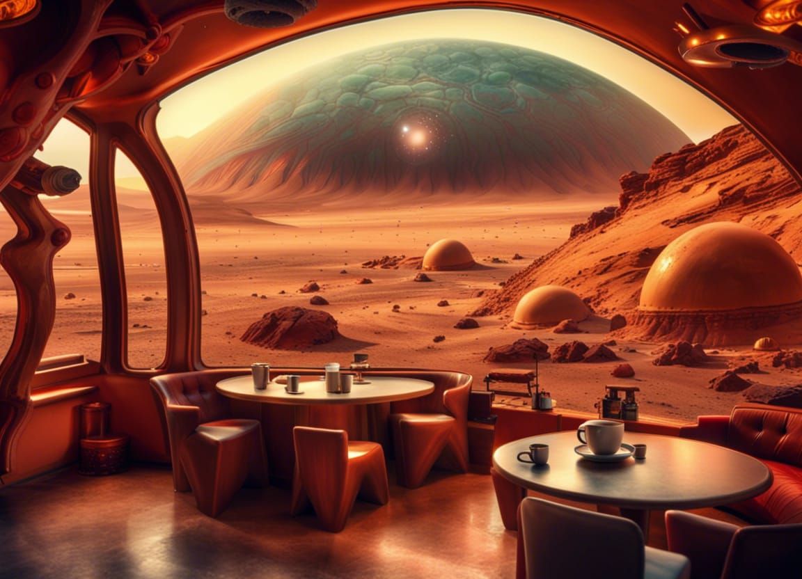 A coffee shop on Mars 4 - AI Generated Artwork - NightCafe Creator