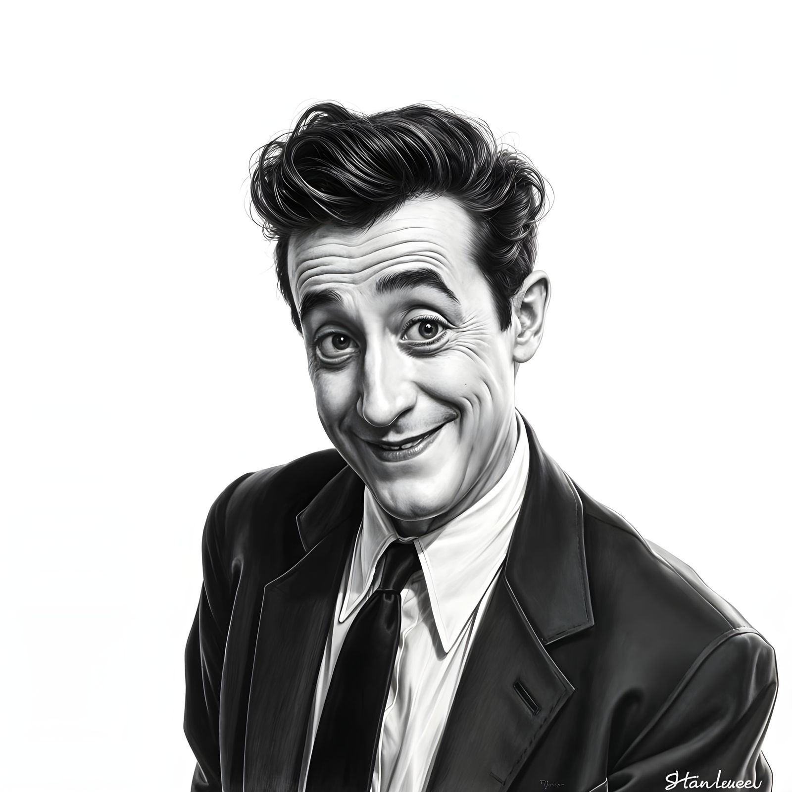 Vintage Actor Stan Laurel as Charcoal Drawing - AI Art