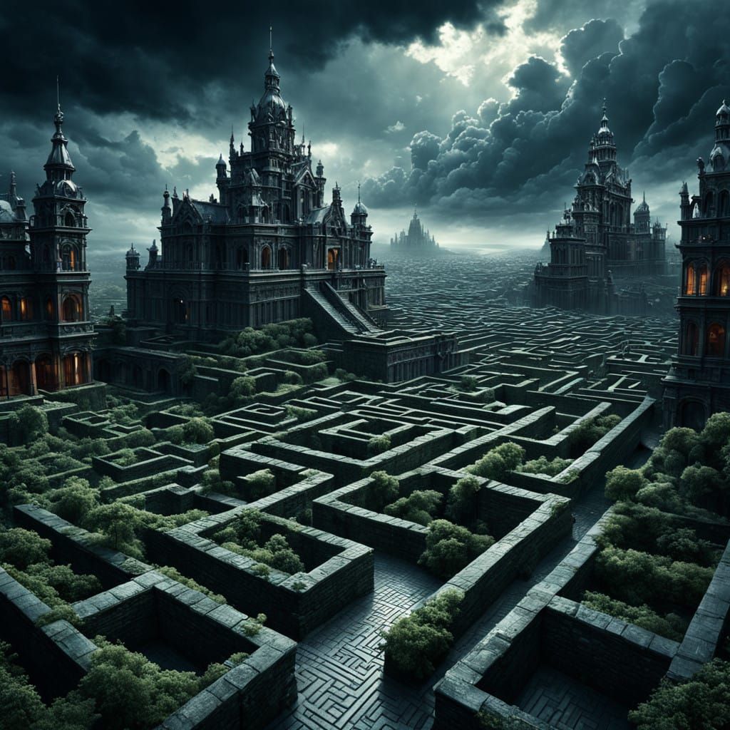 Human maze - Epic Victorian Labyrinth: Stormy Sky