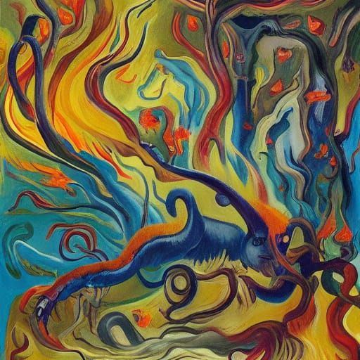 Surreal Fantasy: Angry Rabbit Wields Elemental Swo... - AI Art