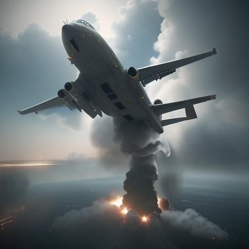 nuke going off behind a plane - AI Generated Artwork - NightCafe Creator