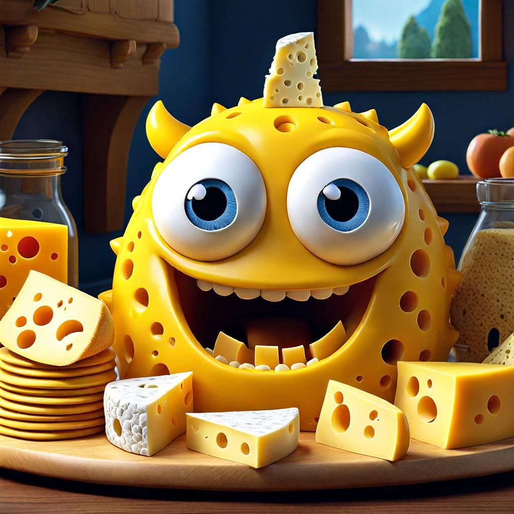 cheese_monster is having_lunch in_his_cheese_house - AI Generated ...