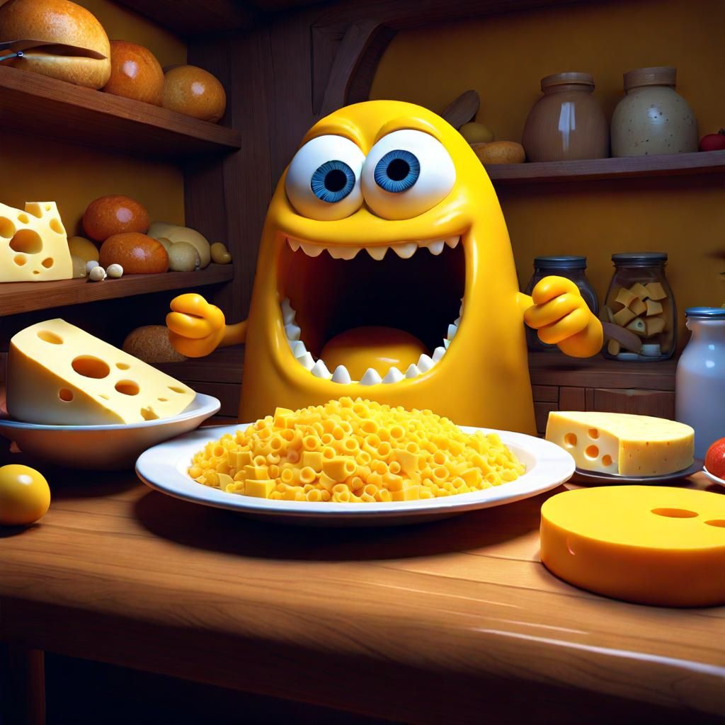 cheese_monster is having_lunch in_his_cheese_house - AI Generated ...
