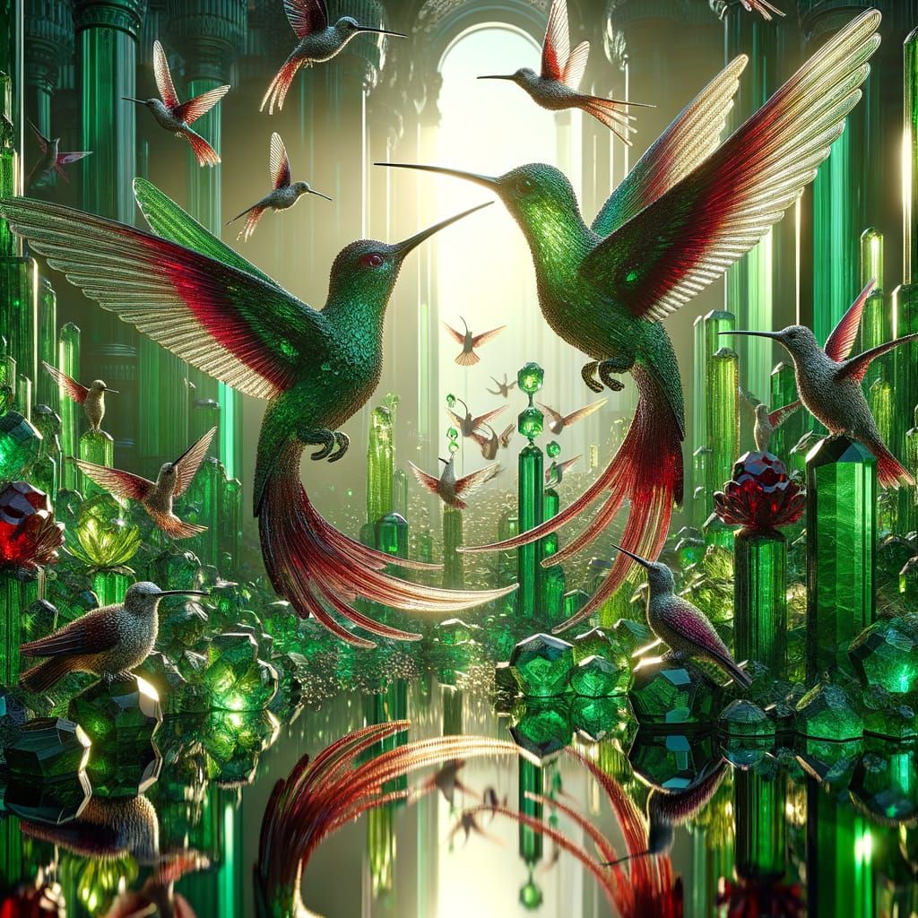 Crystalline Hummingbirds - AI Generated Artwork - NightCafe Creator