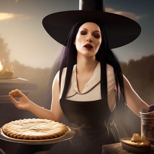 Christa bakes - Witch Baking Pies: Detailed Fantasy Matte Pa...