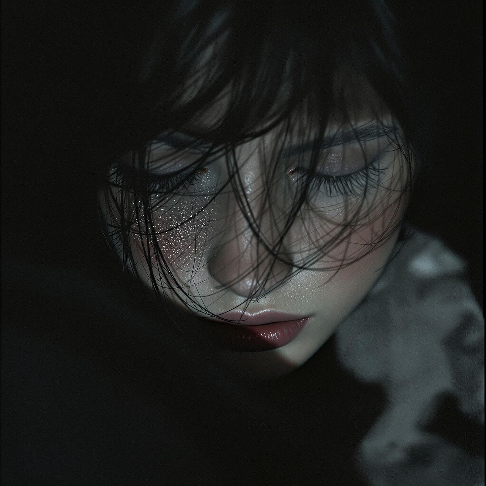 Girl's Desolate Expression Captured in Moody Portr... - AI Art