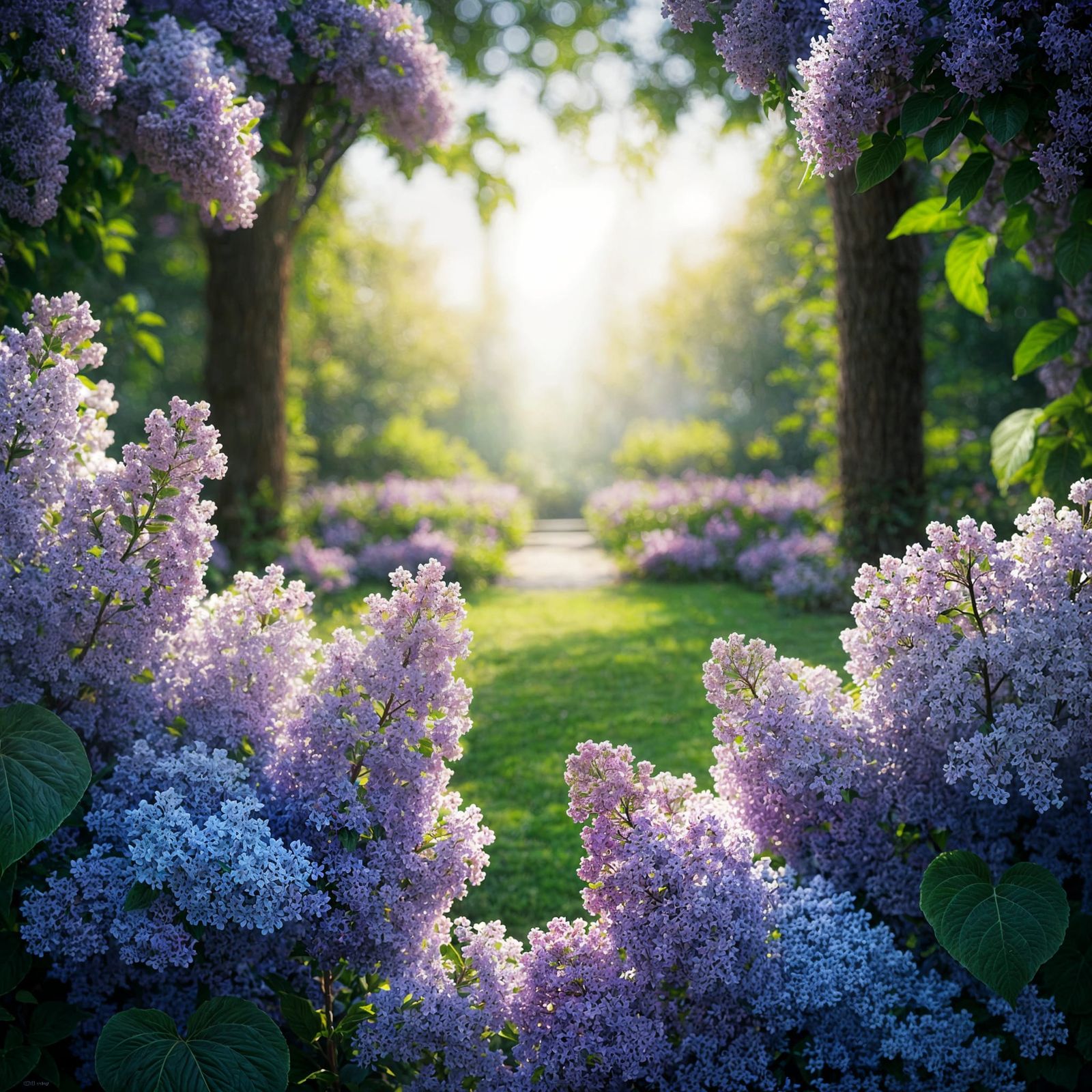 Lilac Garden - Crystal Lilacs in a Luminous Garden