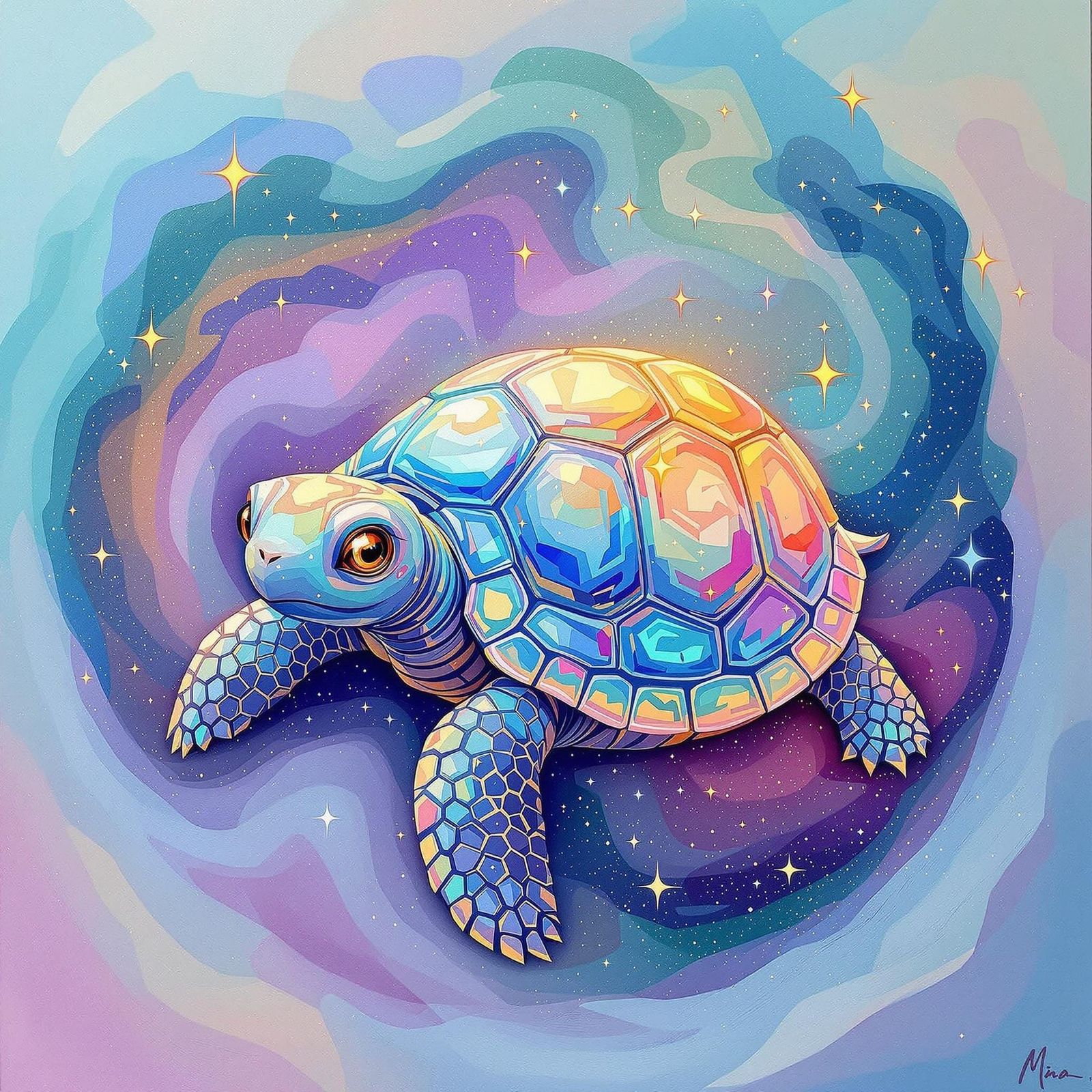 Combine turtle and unicorn. - Whimsical Turtle with Shimmeri...