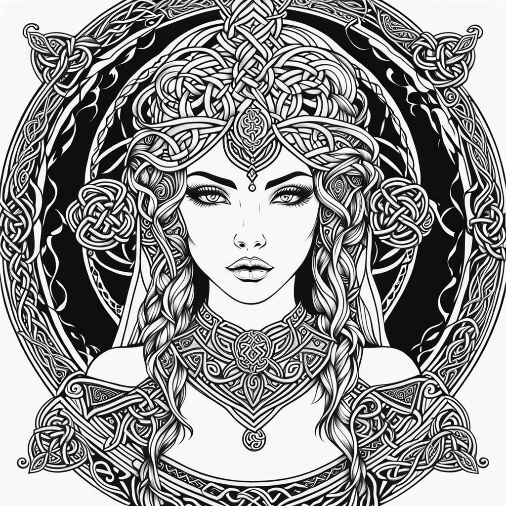 Celtic Woman Line art - AI Generated Artwork - NightCafe Creator