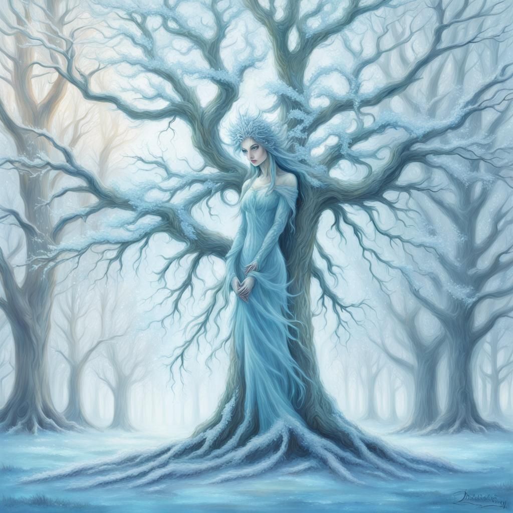 Winter elm dryad - AI Generated Artwork - NightCafe Creator