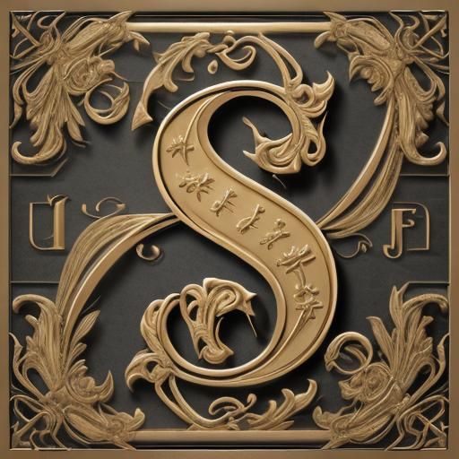 S capital Letter, Illuminure, Cyber, rococo, logo, intrincate details ...