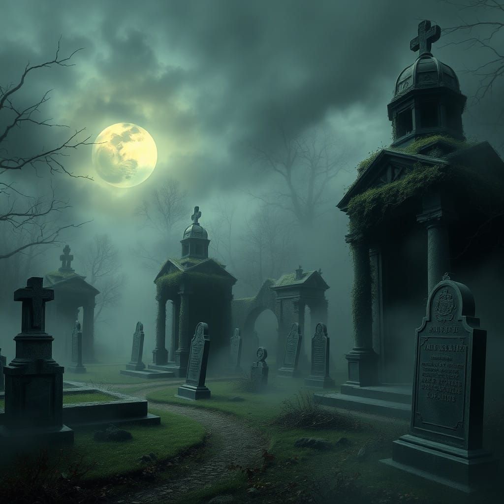 Ethereal Graveyard in a Gothic Twilight - AI Art
