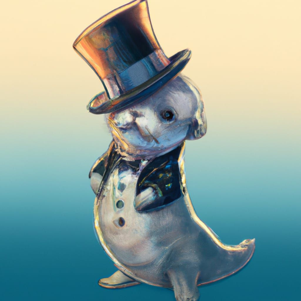 BABY seal with fancy shirt and top hat with monocle Studio Ghibli ...