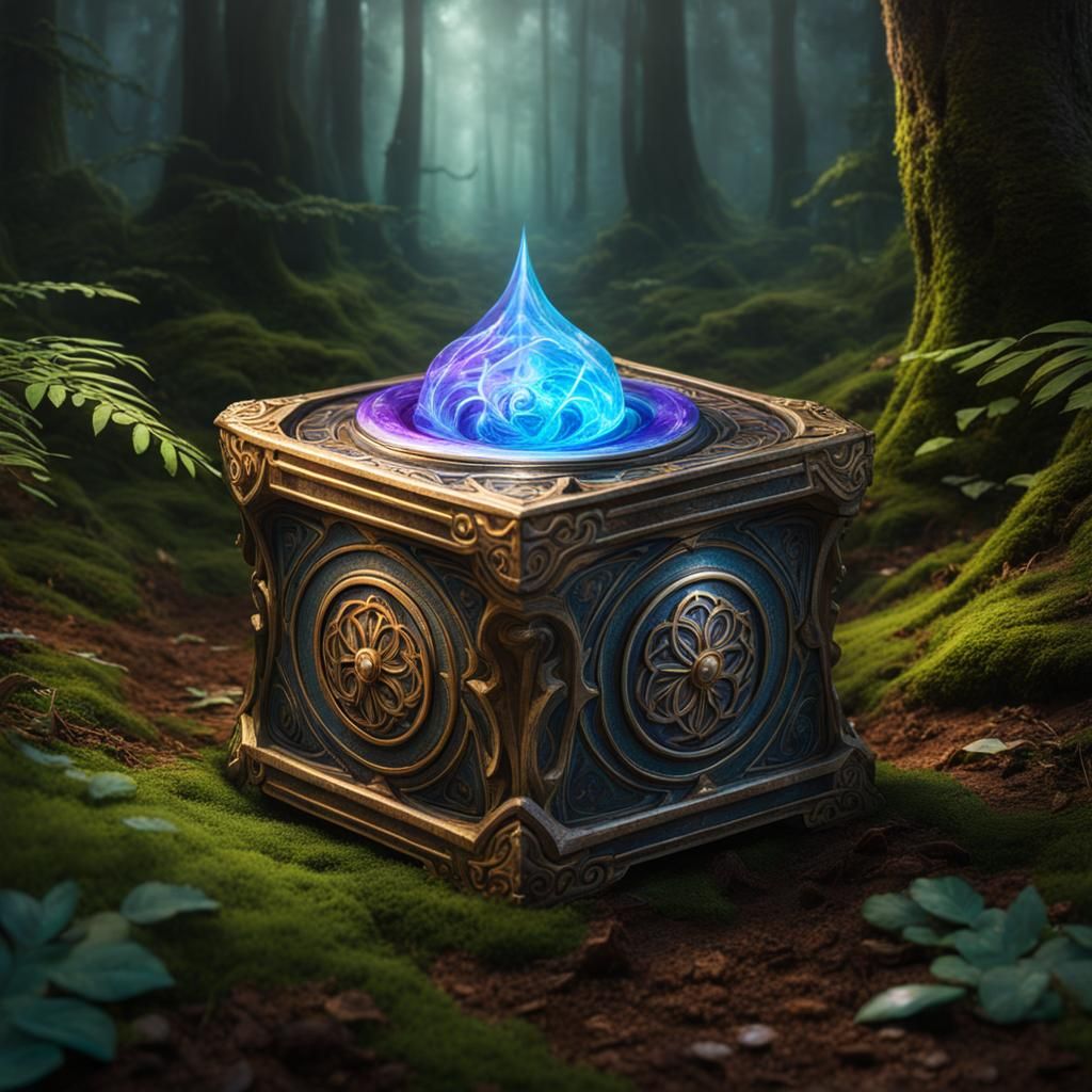 4 different colors of magic swirl out and around the arcane artifact ...