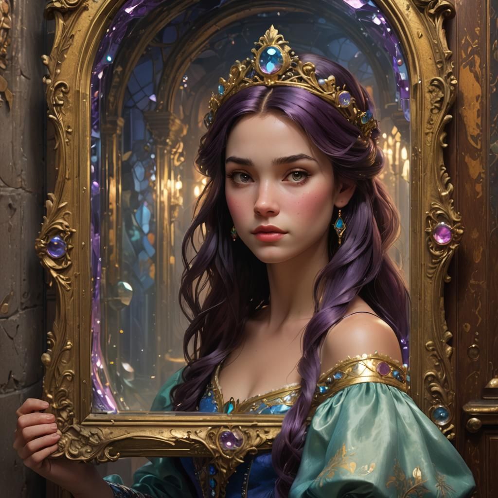 Disney Princess Trapped in Magic Mirror: Dark Fant... - AI Art