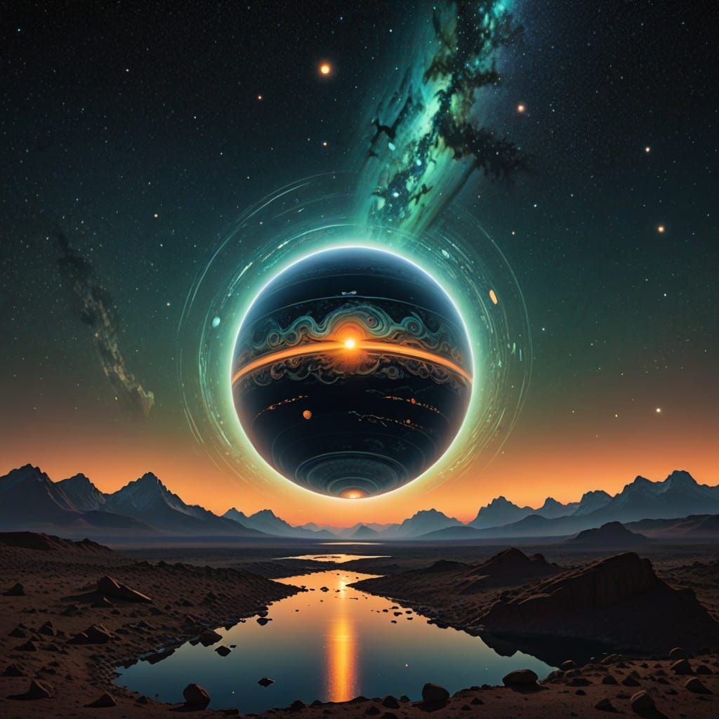 solar system, showcasing the planetary orbits as glowing concentric ...