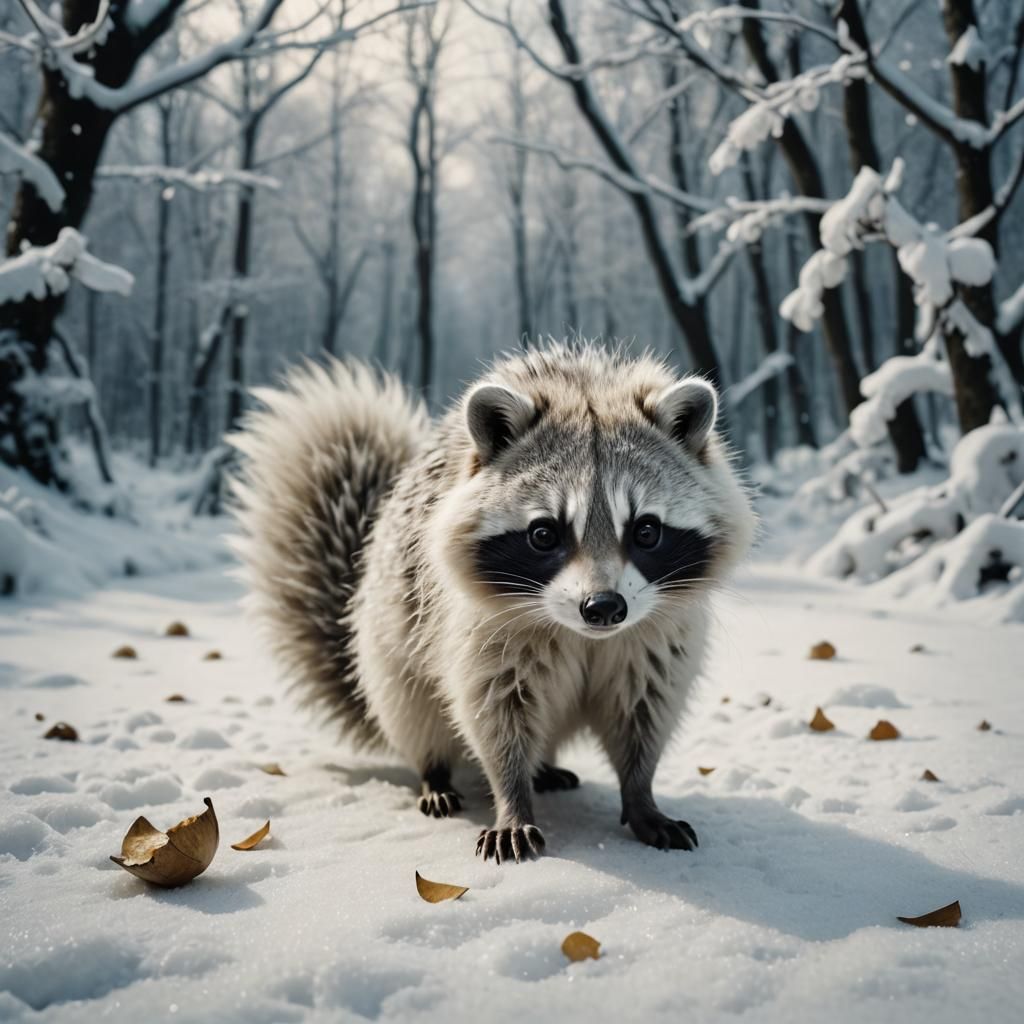 The Rare White Raccoon. - AI Generated Artwork - NightCafe Creator