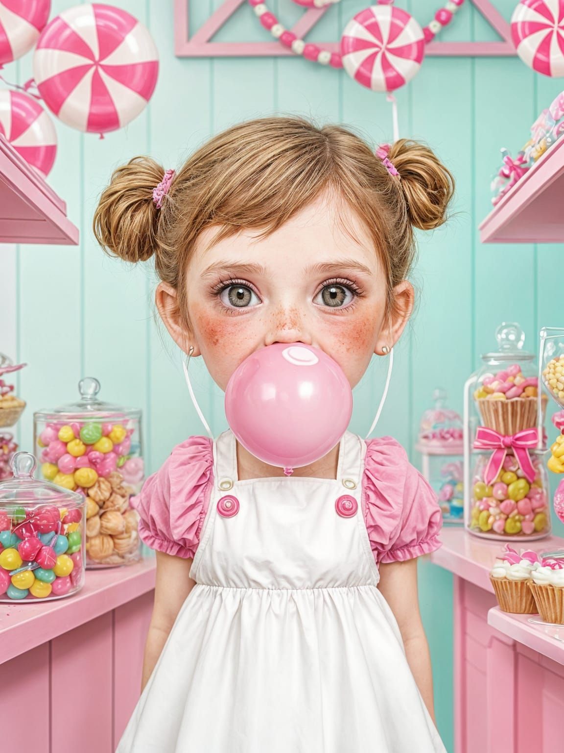 A cute hyperrealtic white Girl with dimple on her cheek blowing the ...