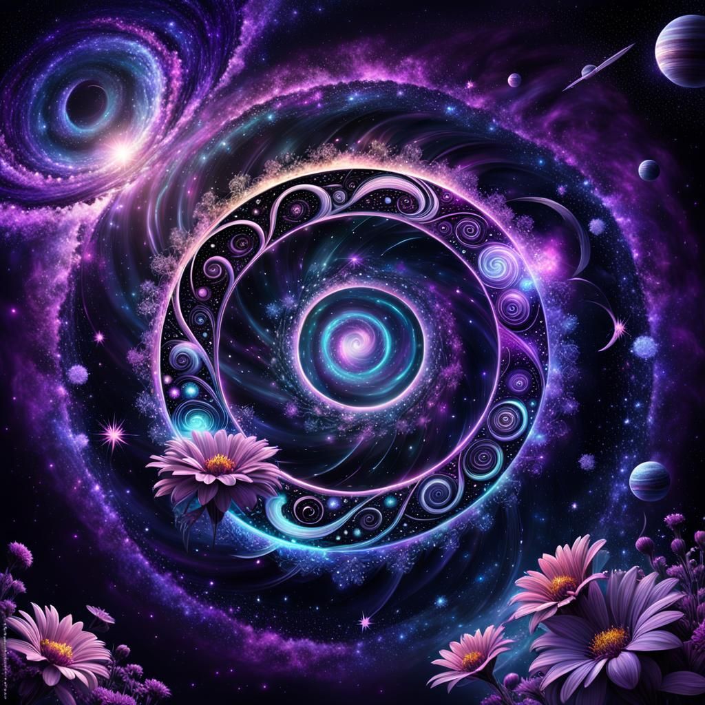 Flowers in space - AI Generated Artwork - NightCafe Creator