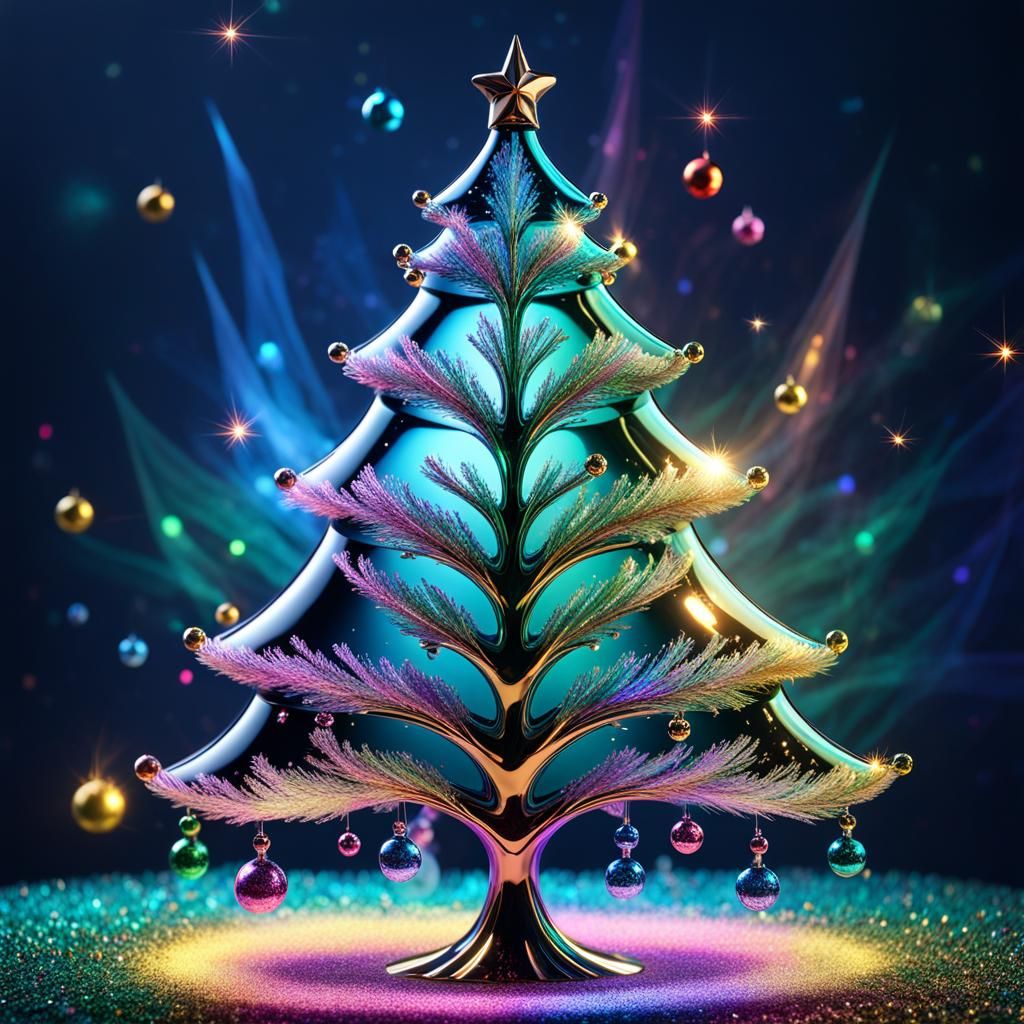 Frost Edged Glass Xmas Tree - 1 - AI Generated Artwork - NightCafe Creator
