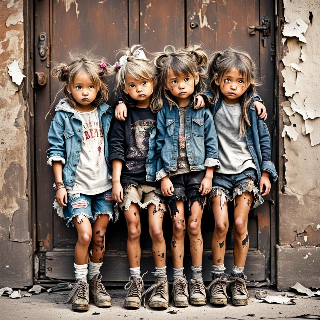Poor girls in bad clothes - AI Generated Artwork - NightCafe Creator