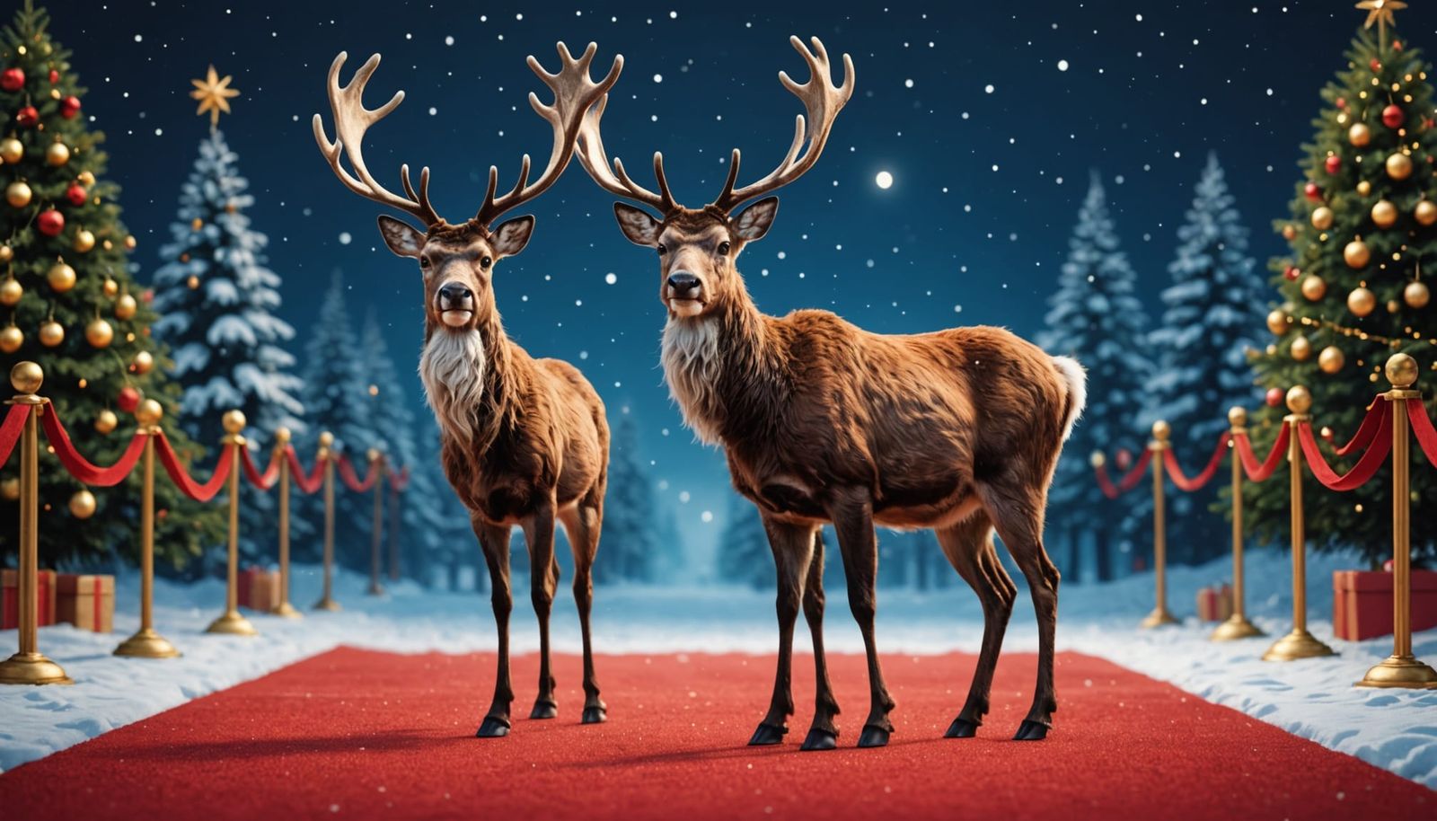 Rudolf the Reindeer Walks the Red Carpet on Christ... - AI Art