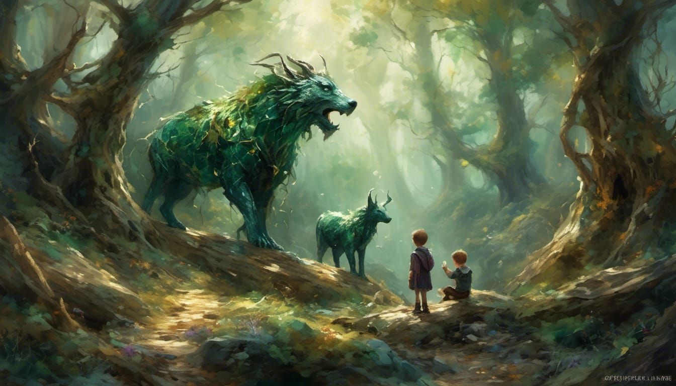 siblings discovering a magical forests. A lot of Curious magical ...